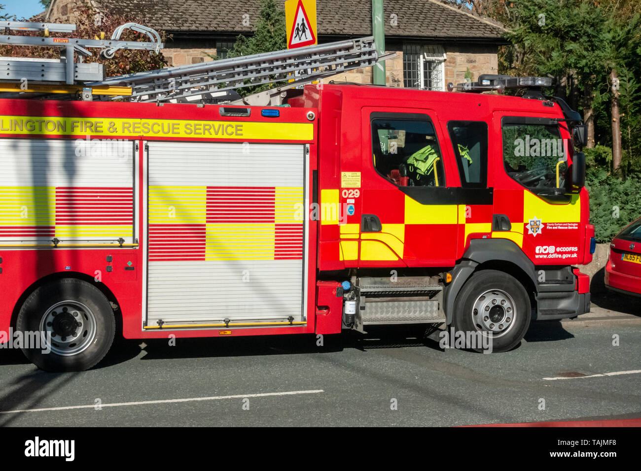 County Durham and Darlington Fire and Rescue Service fire engine at the ...
