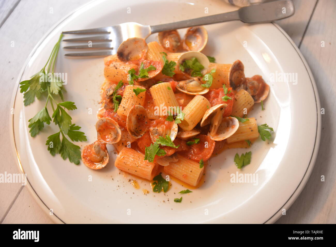 pasta with clams classic italian sea food dish Stock Photo - Alamy
