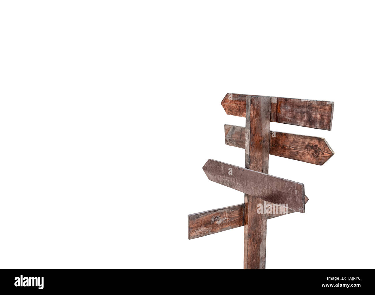 Retro wooden signpost direction of the road on a white background ...