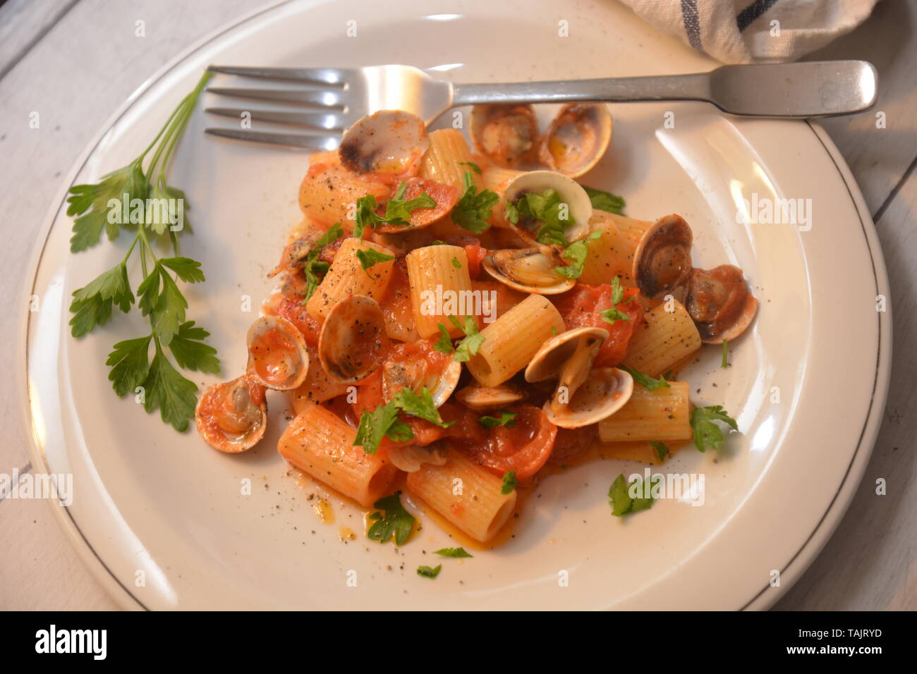 pasta with clams classic italian sea food dish Stock Photo - Alamy
