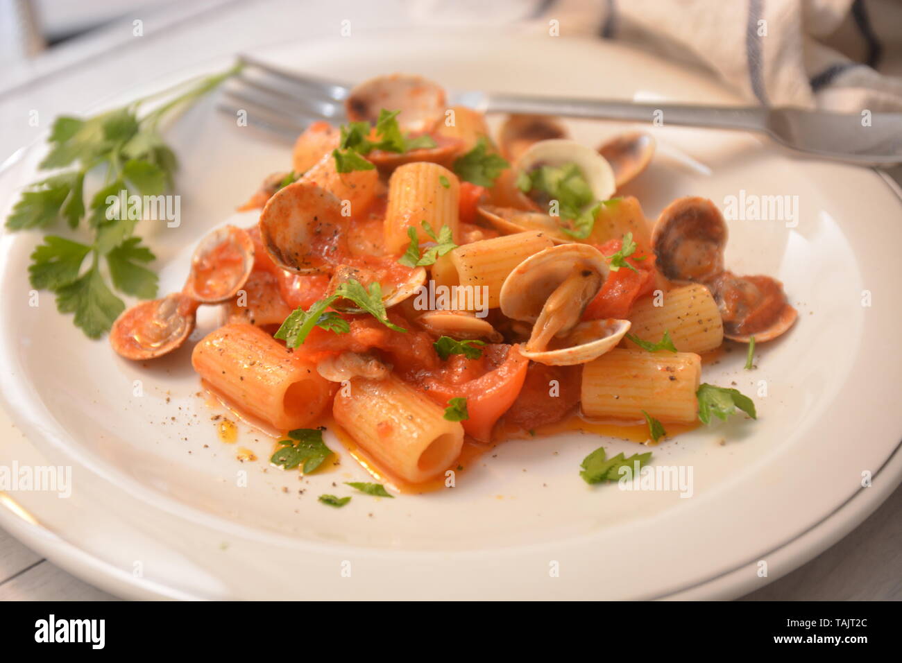 pasta with clams classic italian sea food dish Stock Photo - Alamy