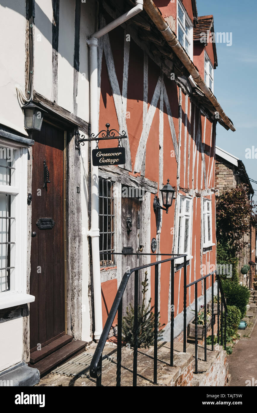 Lavenham, UK - April 19, 2019: Facade of a house in Lavenham, a village ...