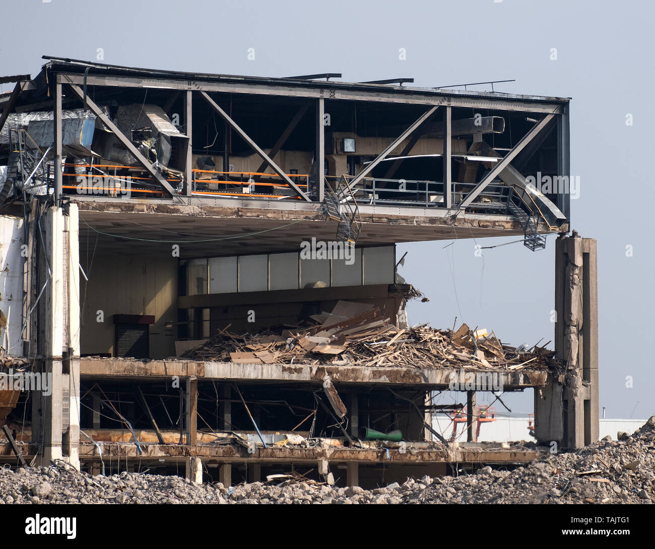 Factory structure exposed during demolition Stock Photo - Alamy