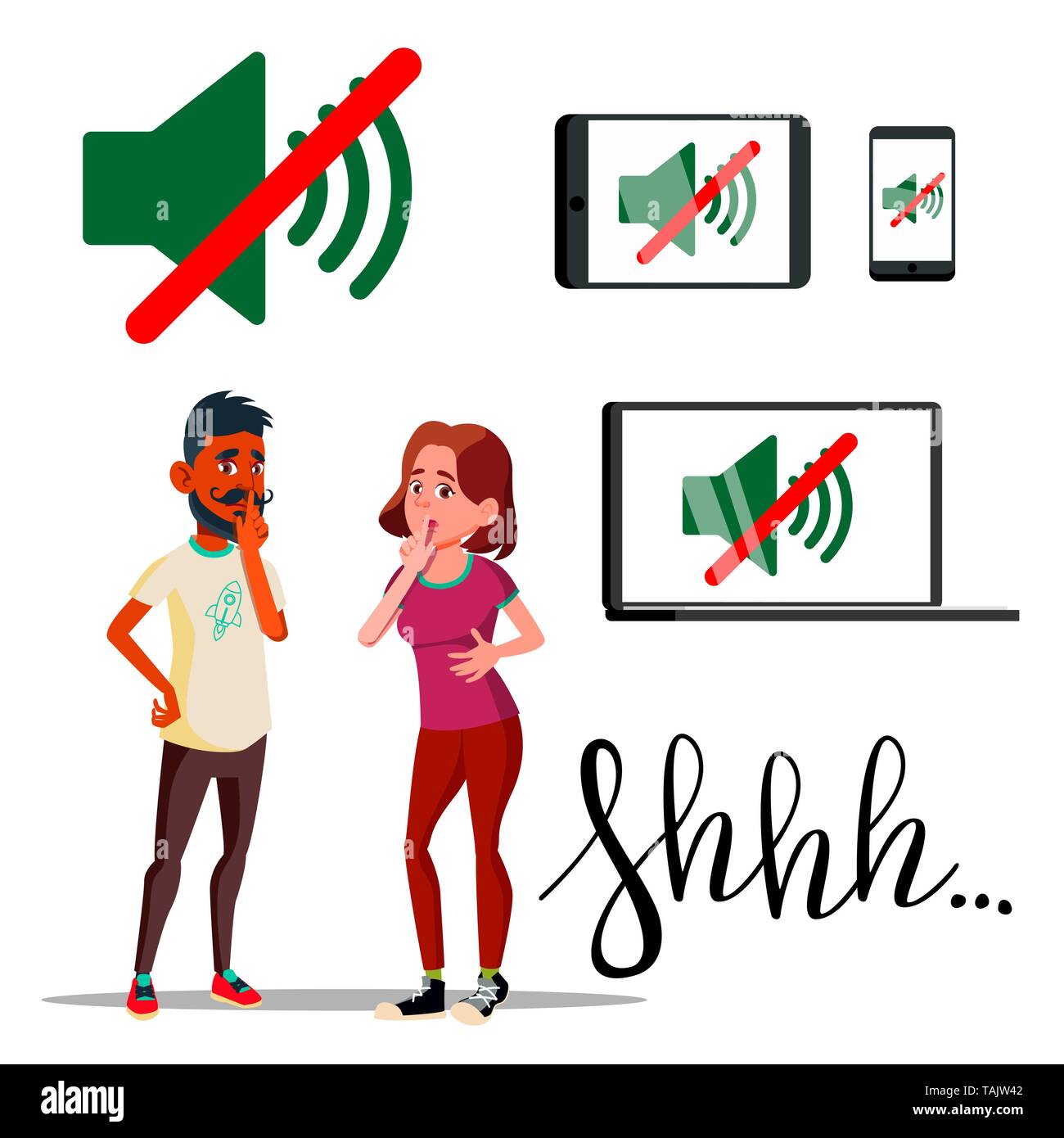 Characters Man And Woman Asking Silent Vector Stock Vector Image & Art ...