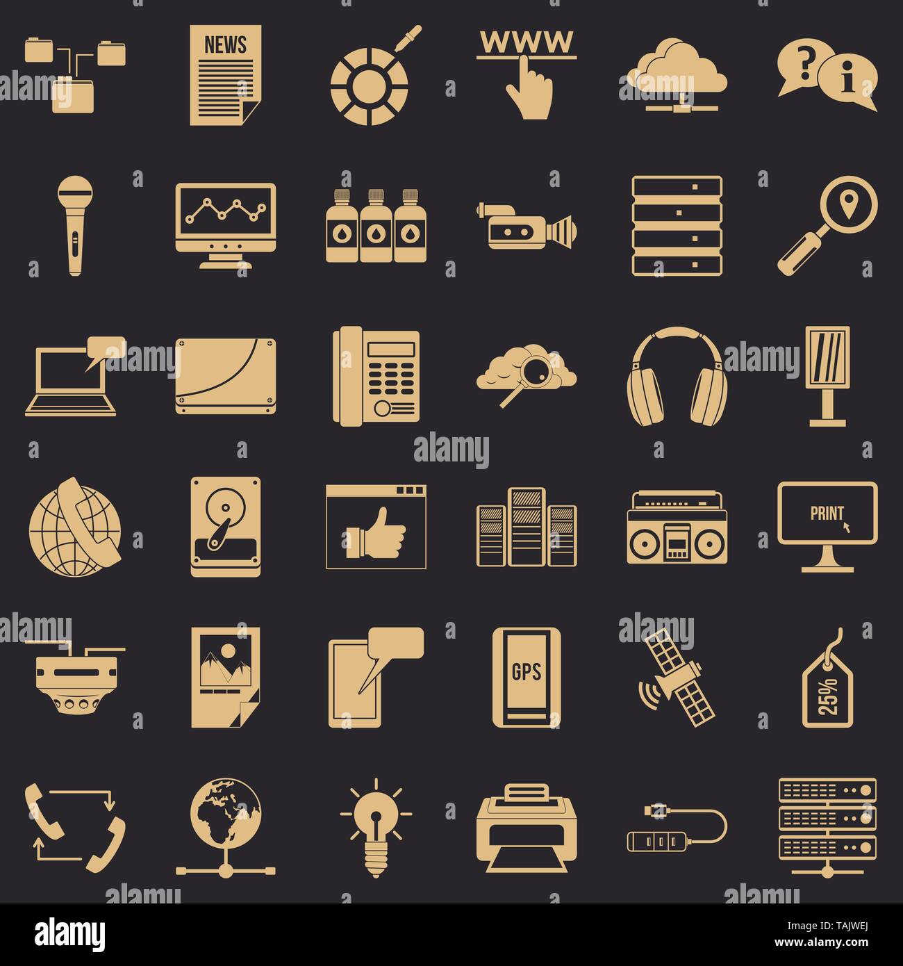 Information technology icons set, simple style Stock Vector Image & Art ...