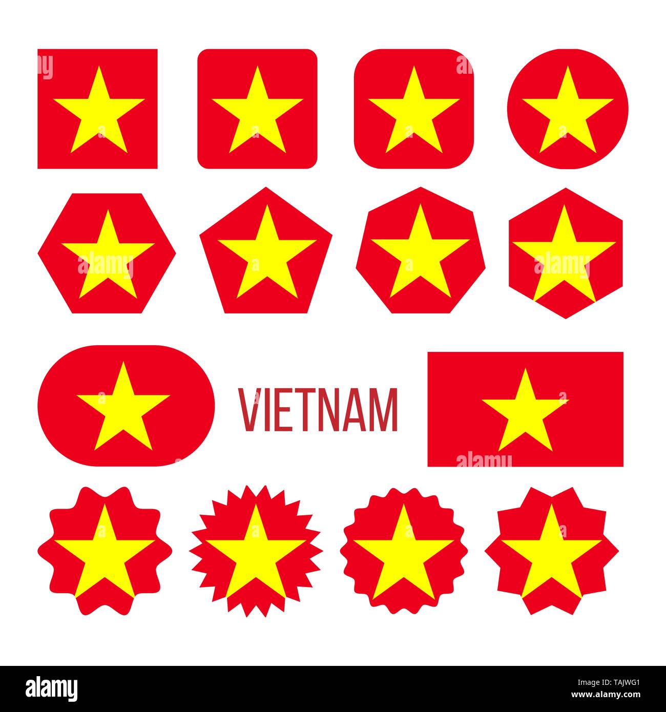 Vietnam Flag Collection Figure Icons Set Vector Stock Vector Image ...