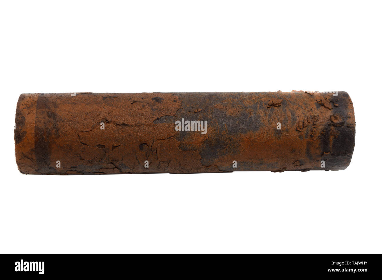 very dirty rusty water filter on white background Stock Photo - Alamy