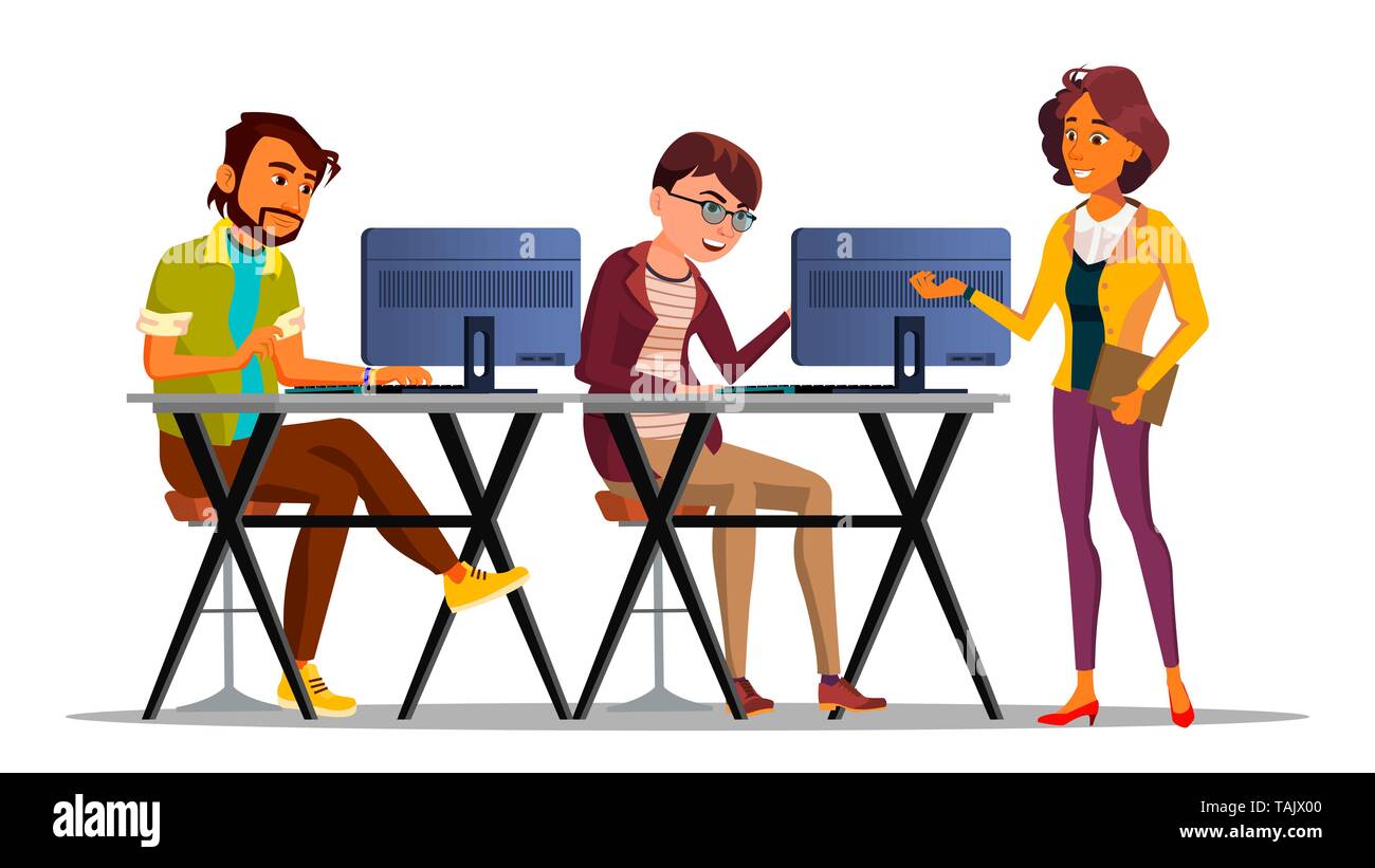 Character Supervisor Control Work Employees Vector Stock Vector Image ...