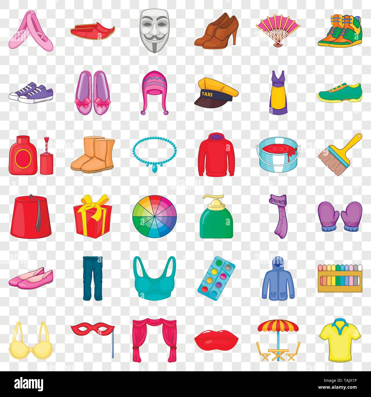 Colorful clothes icons set, cartoon style Stock Vector Image & Art - Alamy