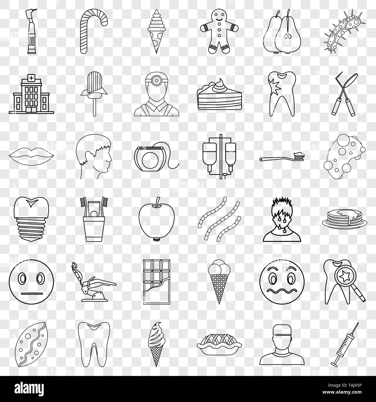 Tooth icons set, outline style Stock Vector Image & Art - Alamy