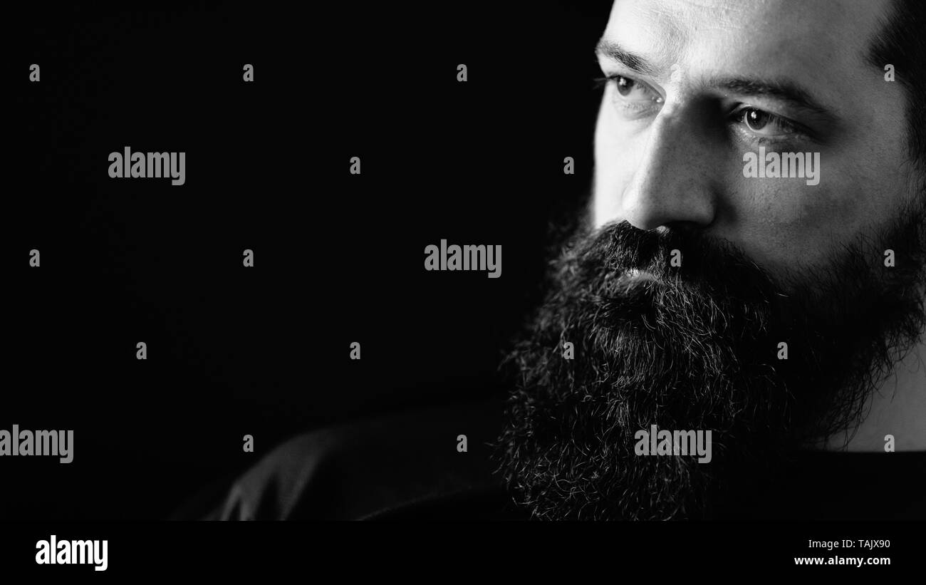 Portrait stylish bearded long Black and White Stock Photos & Images - Alamy