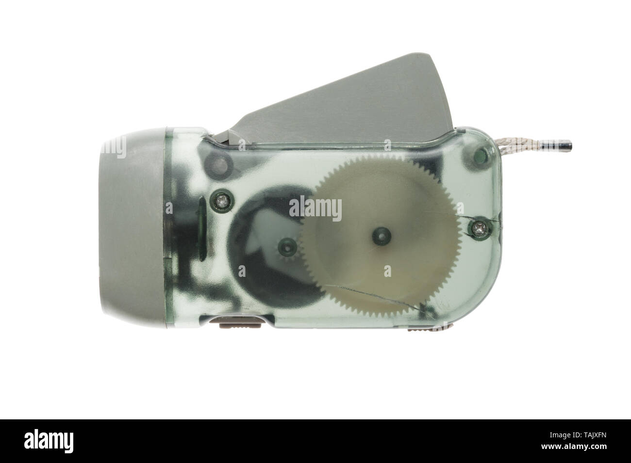 flashlight with dynamo generator isolated on white background Stock ...