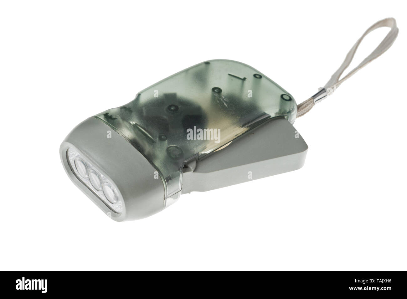 flashlight with dynamo generator isolated on white background Stock ...