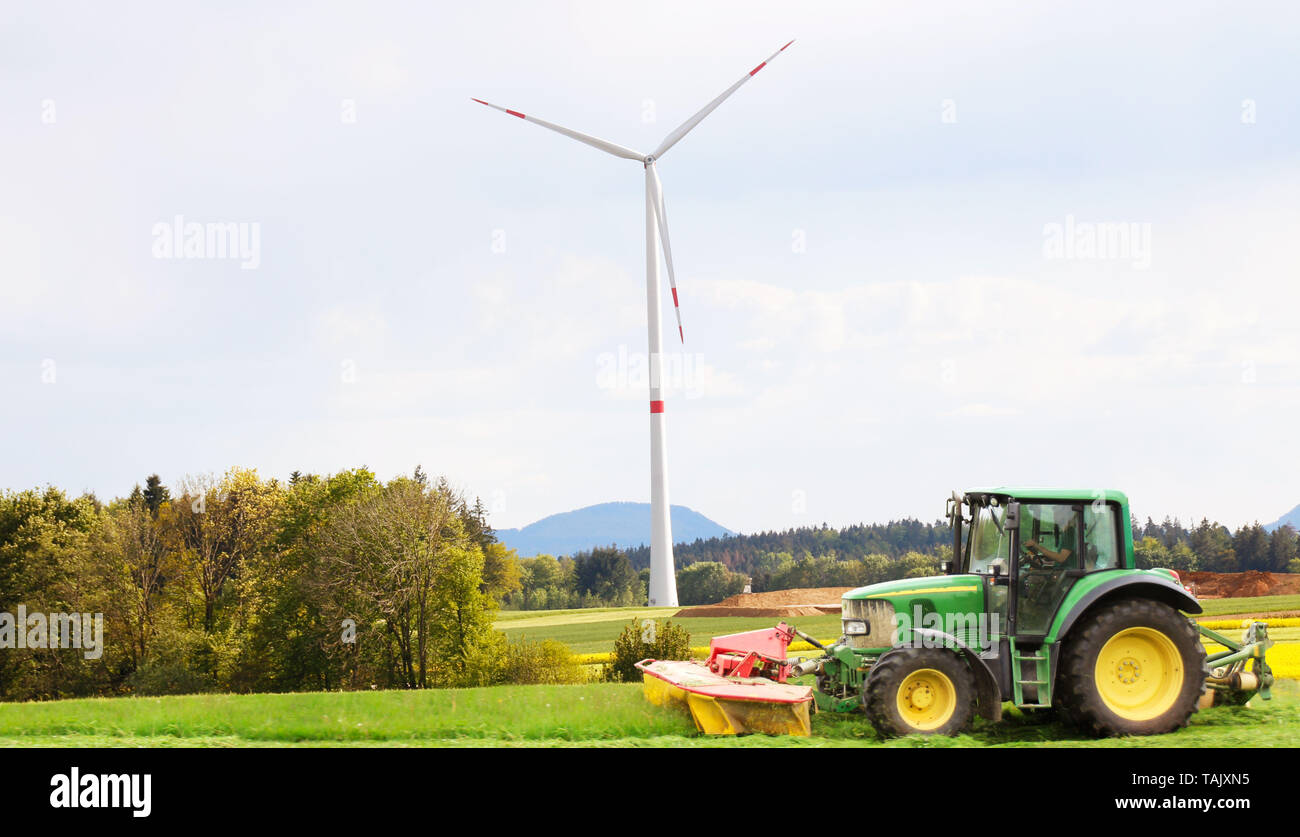 Farming Tractor working on the Farm Stock Photo - Alamy