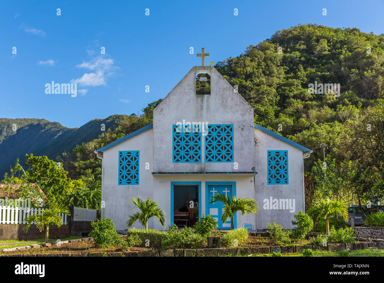 Small church at St. Joseph on island La Reunion Stock Photo - Alamy