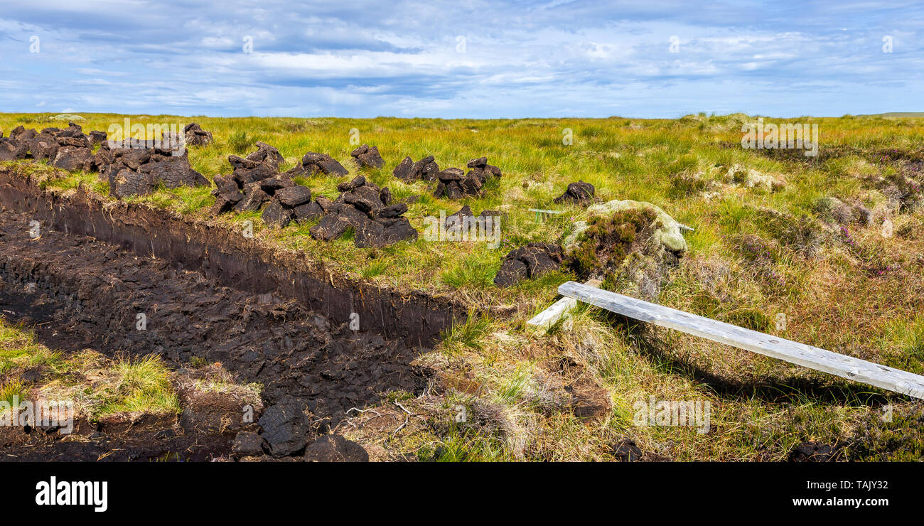 Peat cutting field in Scotland Stock Photo - Alamy