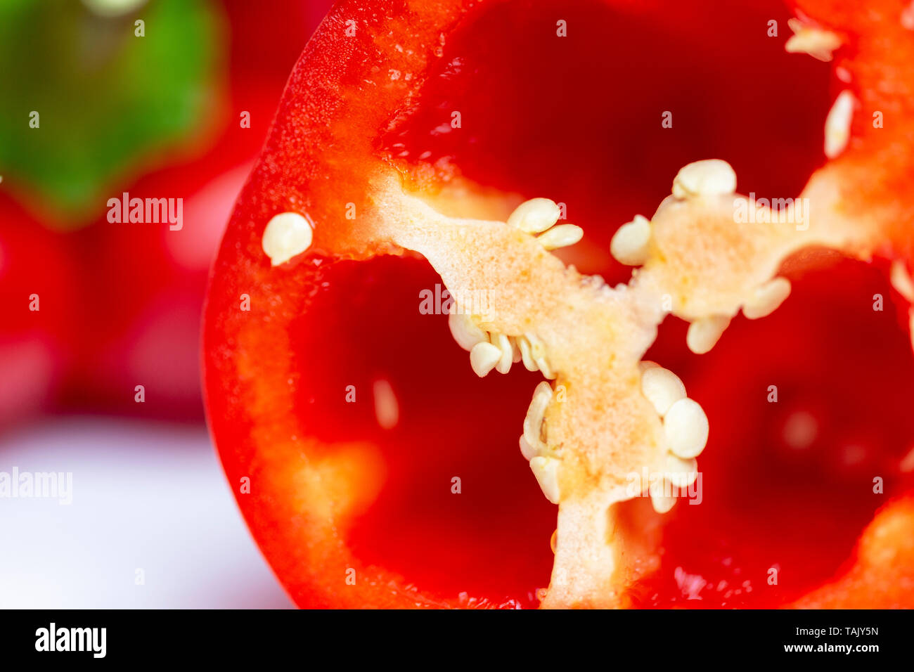 Inside sweet red pepper Stock Photo - Alamy