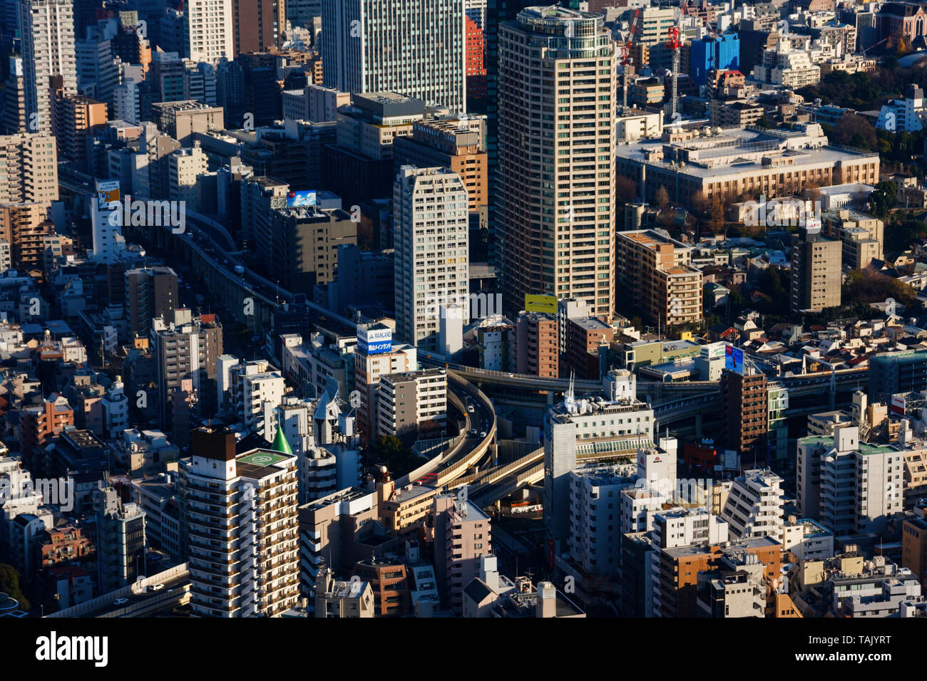 Aerial view of the Metropolitan Expressway Inner Circular Route ...