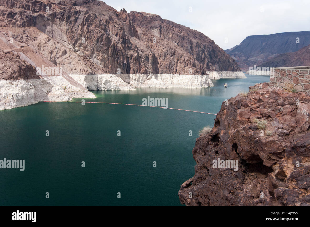 Hoover dam concrete arch-gravity dam in the Black Canyon of the Colorado River, on the border ...