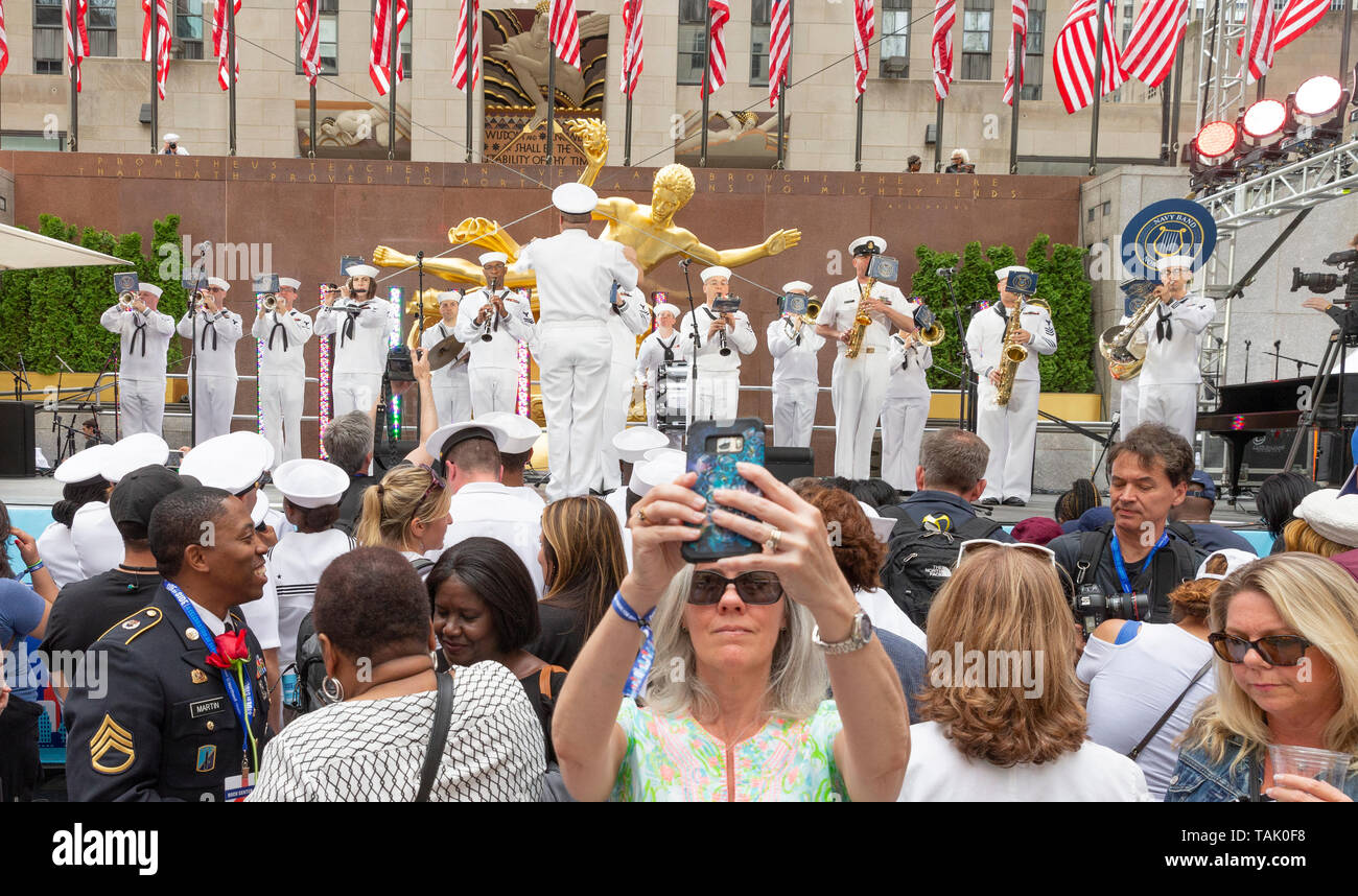 New York, NY - May 25, 2019: United States Navy Band performs on stage ...