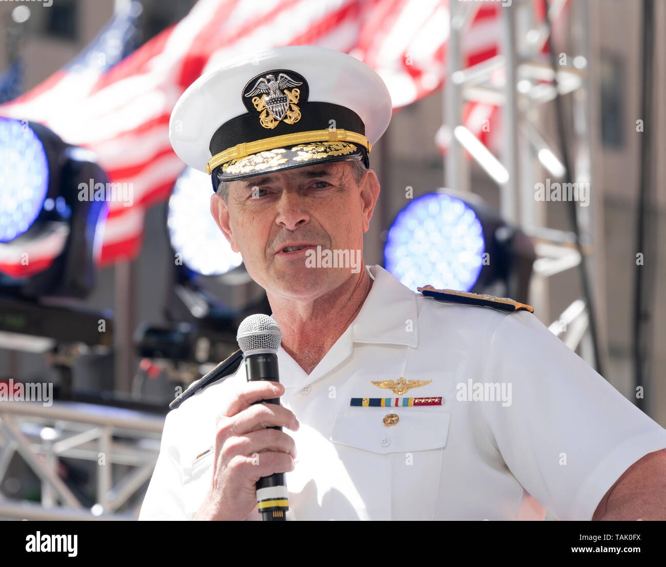New York, NY - May 25, 2019: Admiral Bill William Moran speaks on stage ...