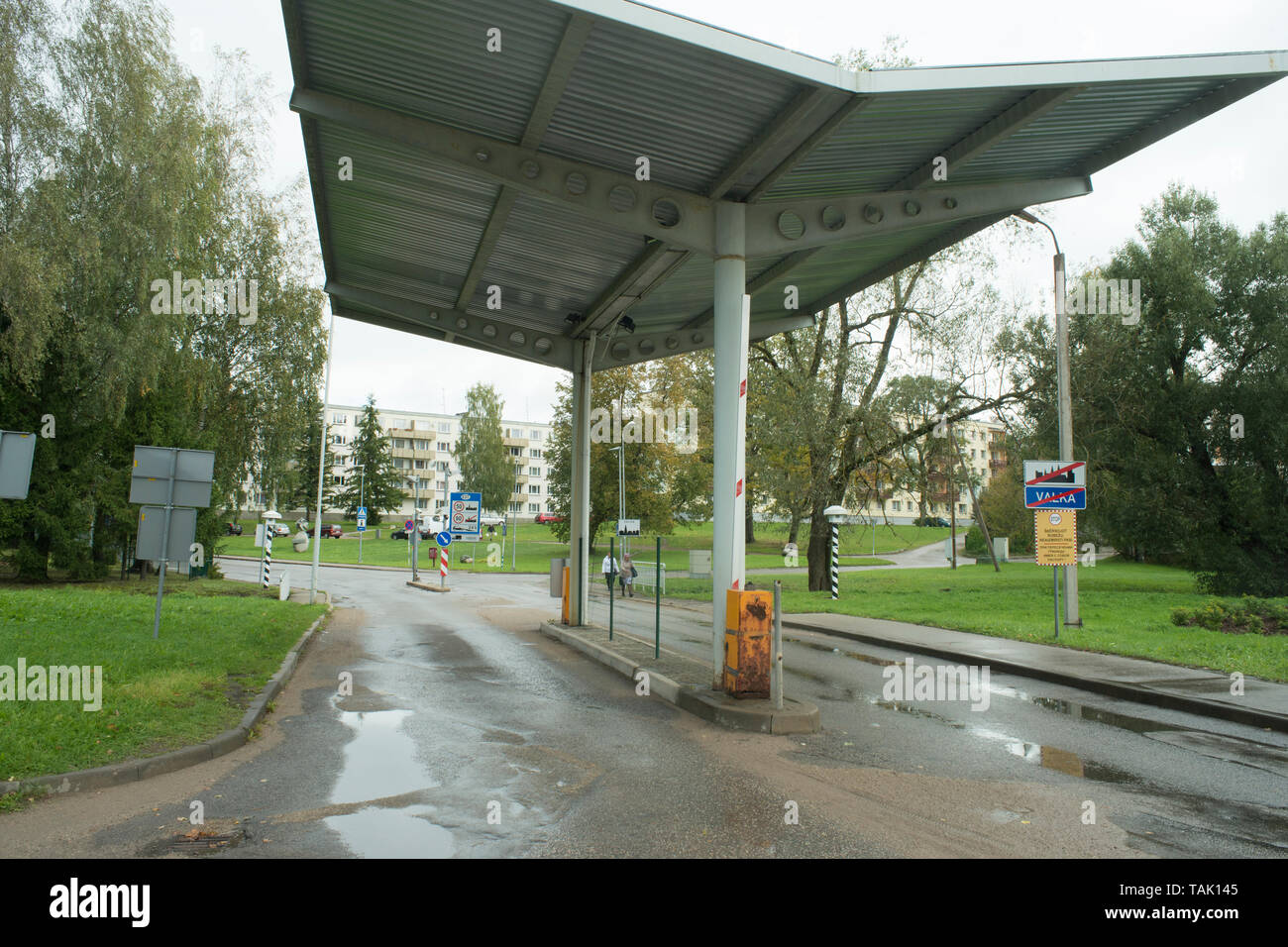 The border between Estonia and Latvia (at Valga/Valka) shot from the ...