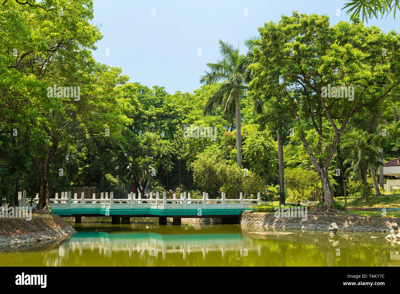 Bridge in Chinese garden in Rizal park, Manila, Philippines Stock Photo ...