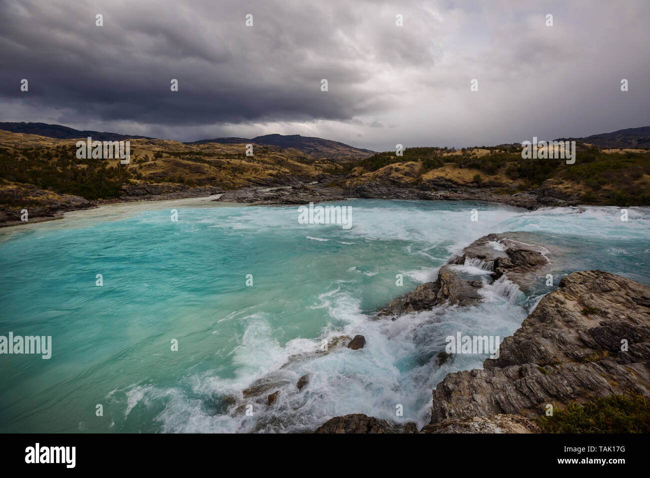 Confluence of Baker river and Neff river, Chile, Patagonia. Carretera ...