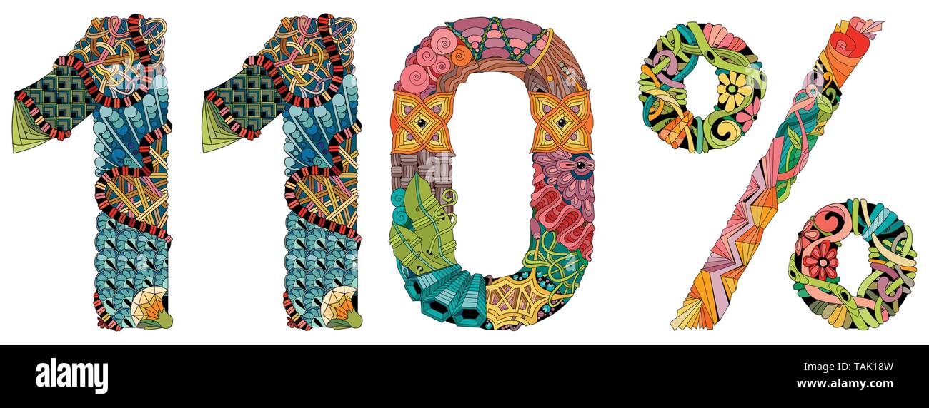 Hand-painted art design. Hand drawn illustration one hundred and ten ...