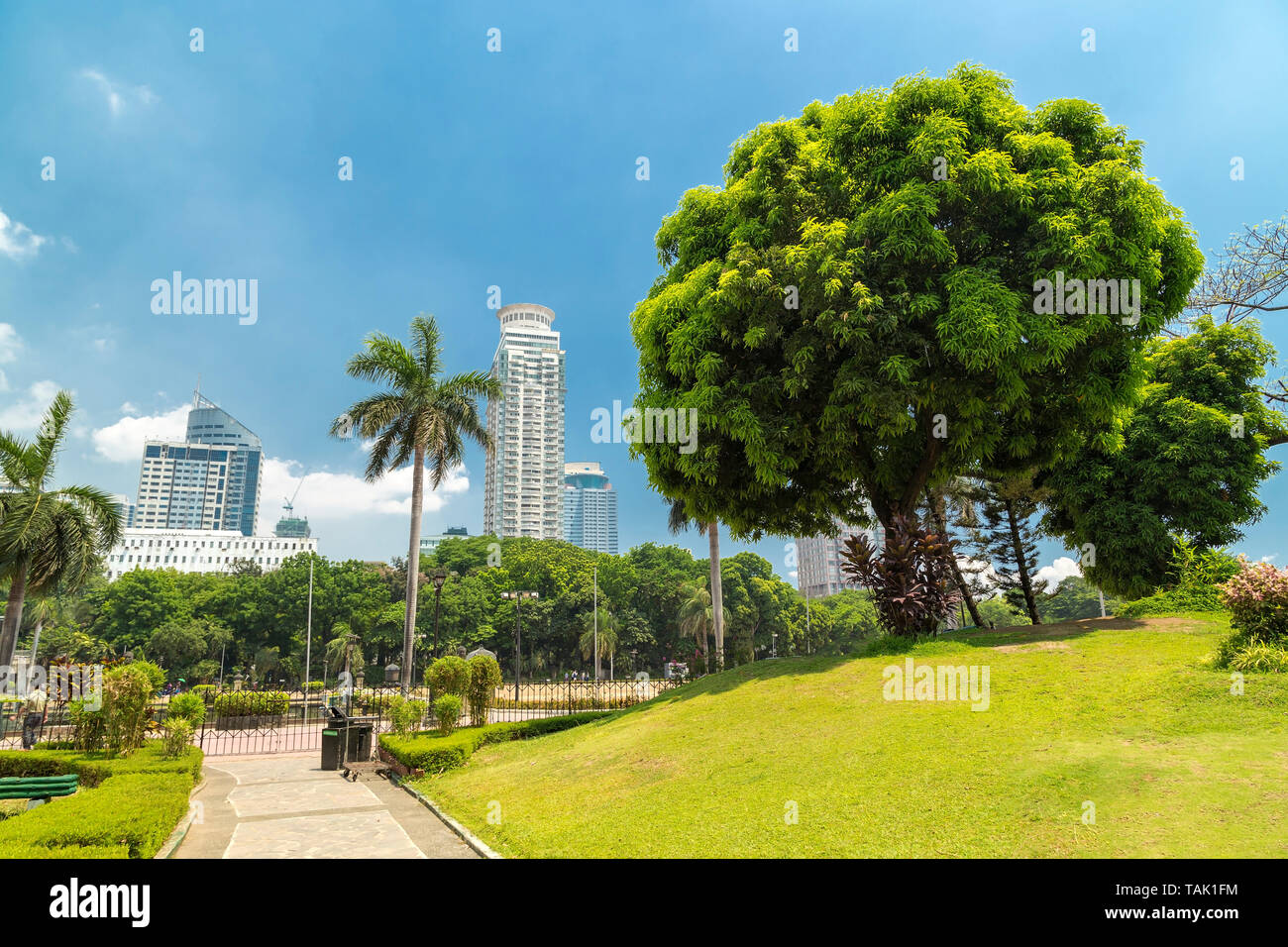 Sunny bright view from Chinese garden in Rizal Luneta park, Manila ...