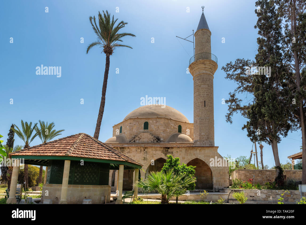 Hala sultan Tekke Muslim shrine mosque located near the salt lake of ...