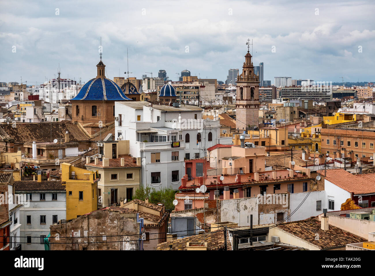 View on squares, buildings, streets of Valencia on the east coast of ...