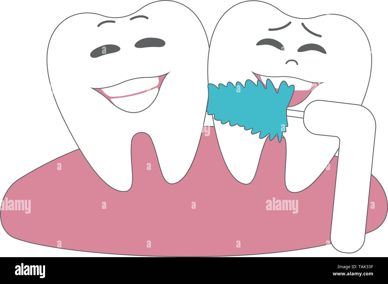 Cartoon illustrations of cute and funny teeth in mouth. Dental poster ...