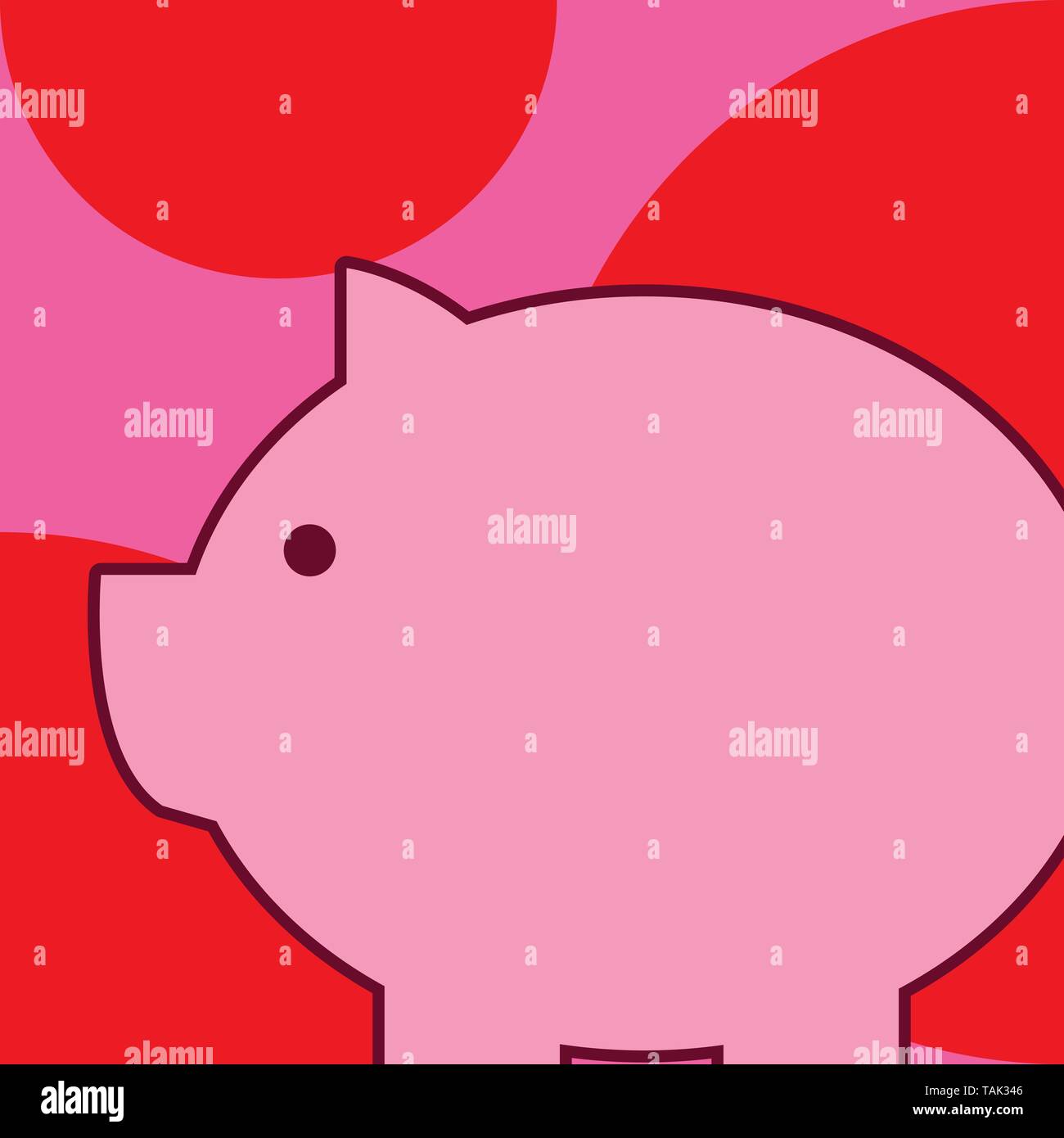 Side view big piggy bank with abstract geometrical background flat ...