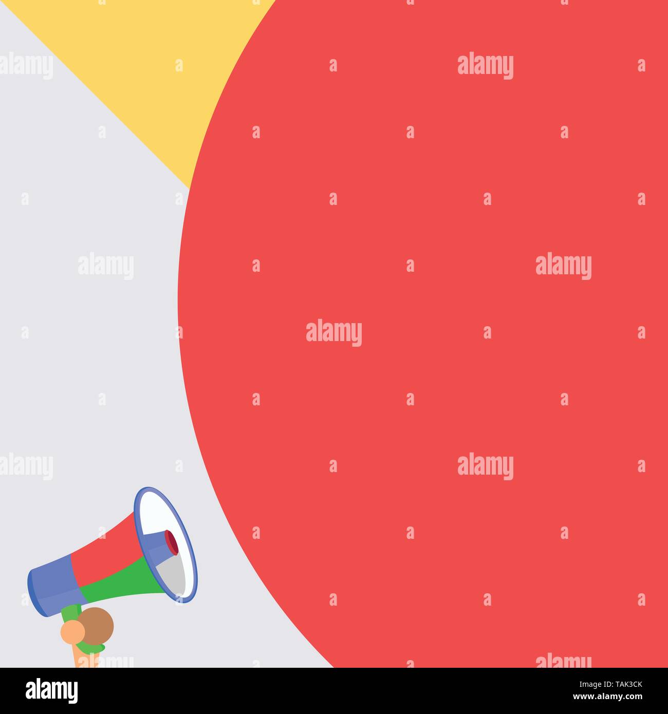 Half part blank huge balloon empty text with small megaphone ...