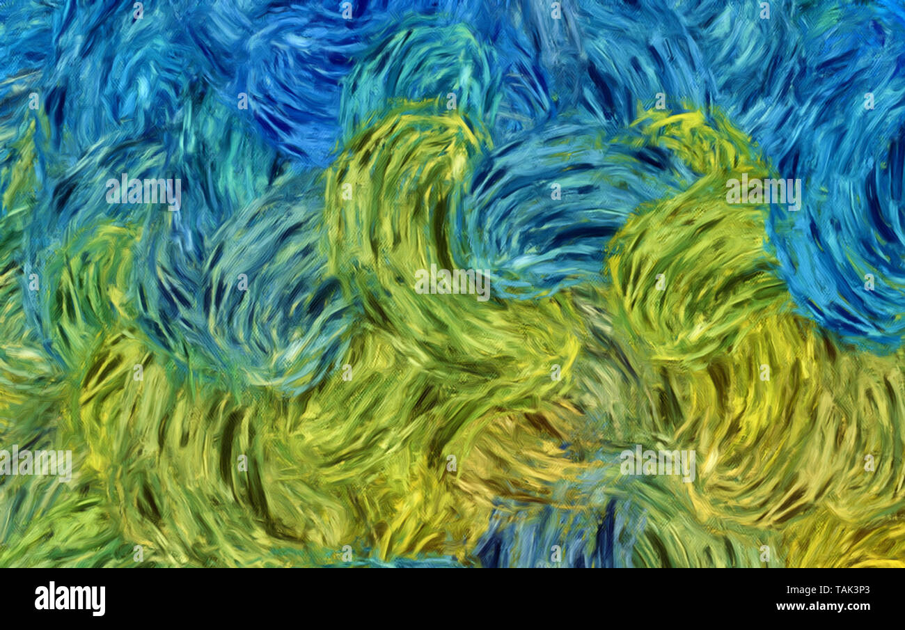 Abstract texture background. Digital painting in Vincent Van Gogh style ...