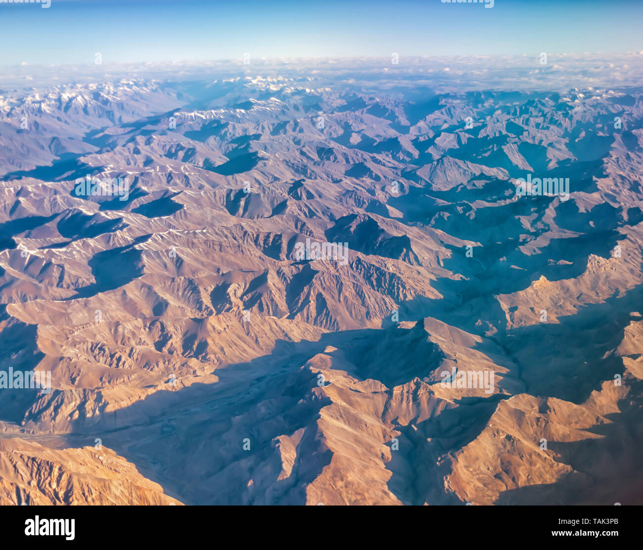 An aerial view of the barren mountains of the Zanskar range of inner ...
