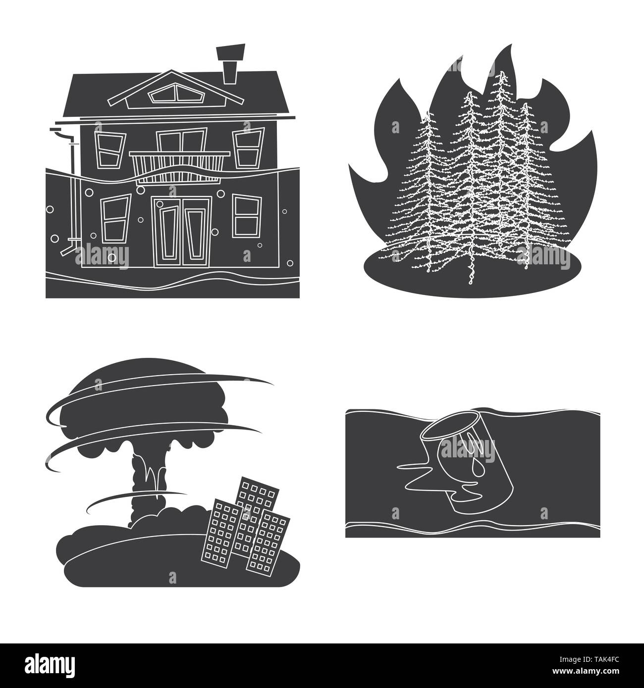 Isolated object of calamity and crash sign. Collection of calamity and ...