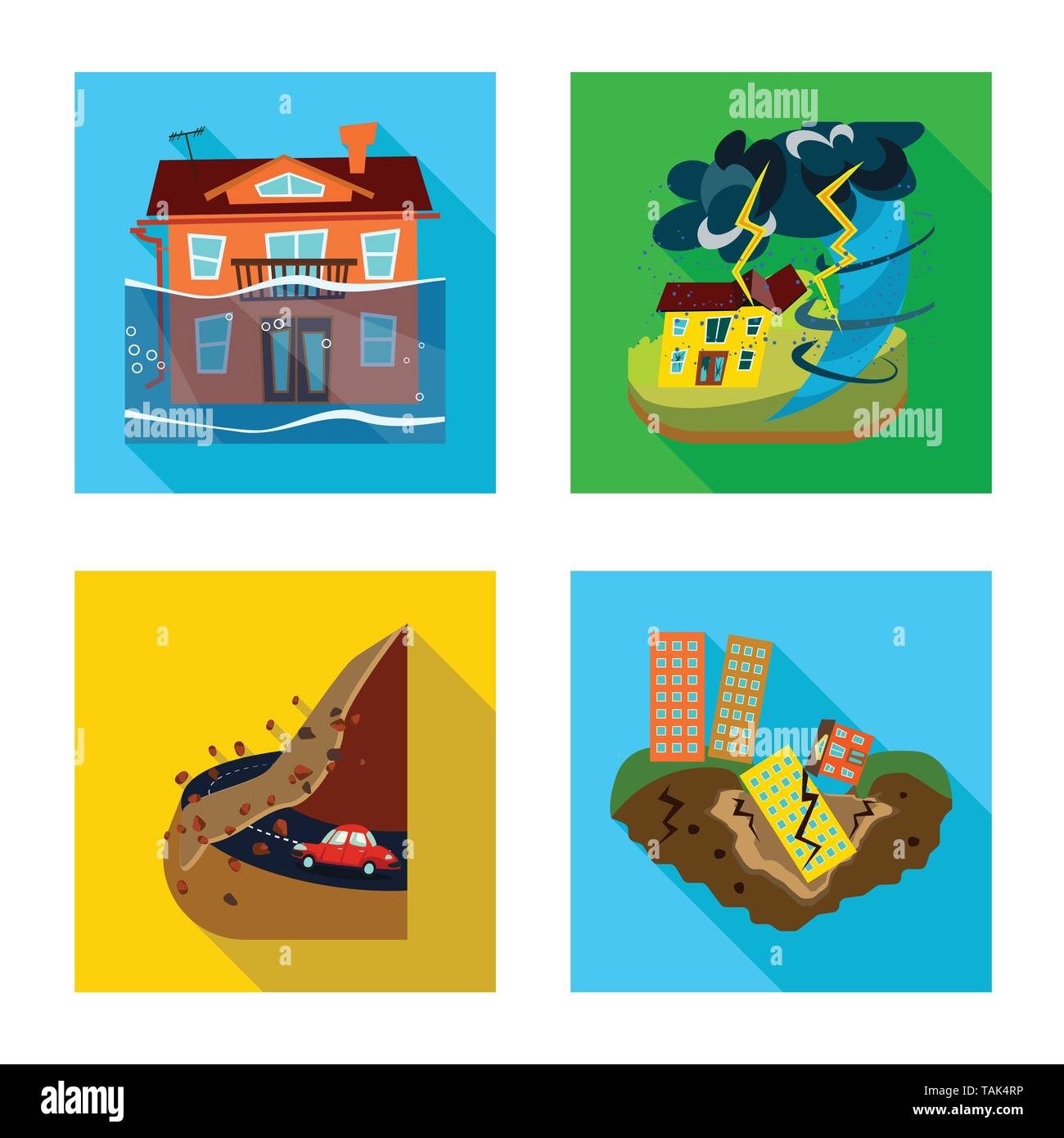 Vector design of collapse and environment sign. Collection of collapse ...