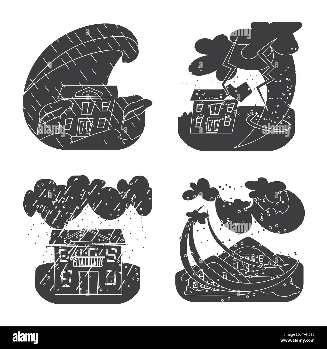 Vector design of calamity and crash logo. Set of calamity and disaster ...