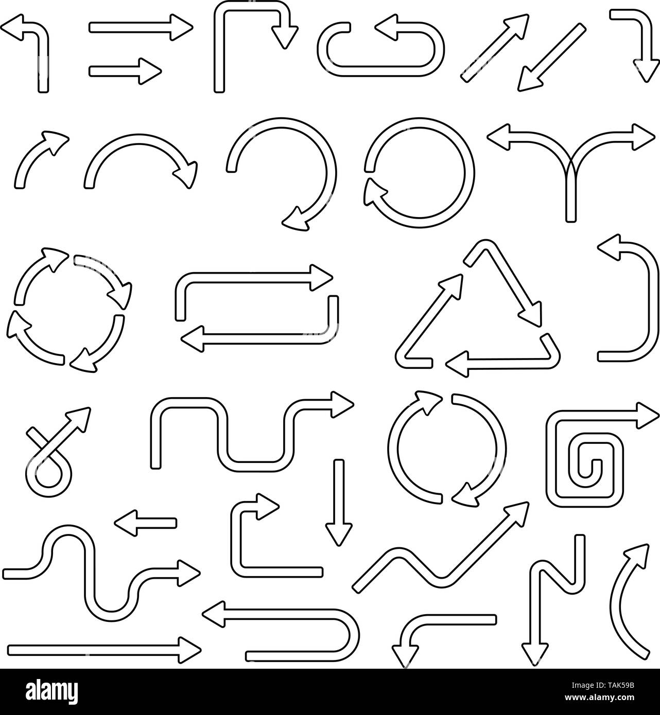 Curved arrow icons white Black and White Stock Photos & Images - Alamy