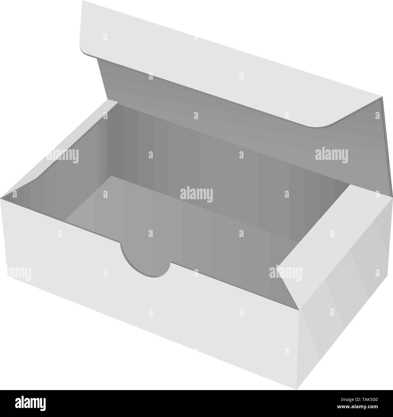 Paper cardboard box template. Open gray empty carton Stock Vector Image ...