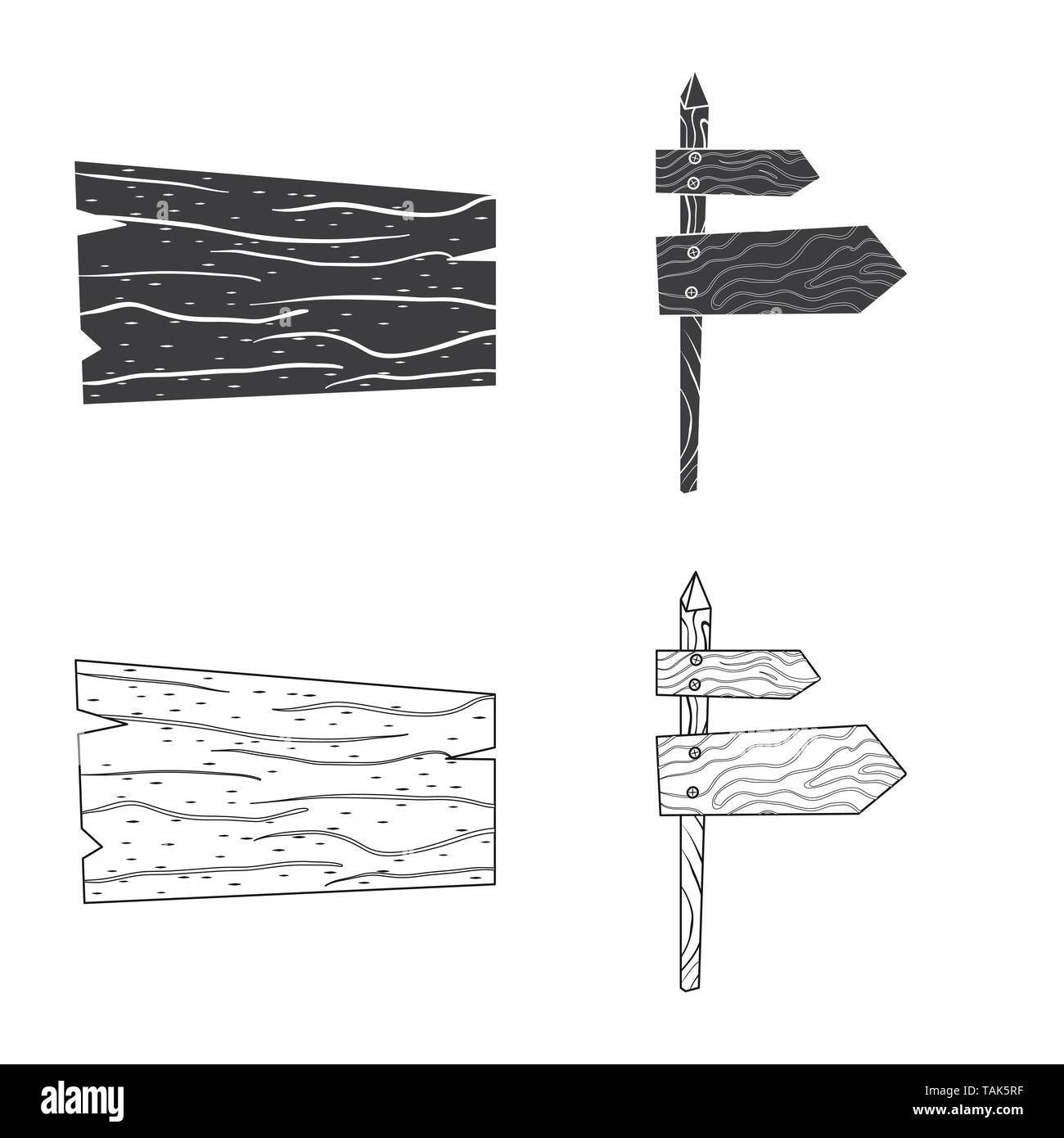 Vector illustration of raw and forest sign. Set of raw and hardwood ...