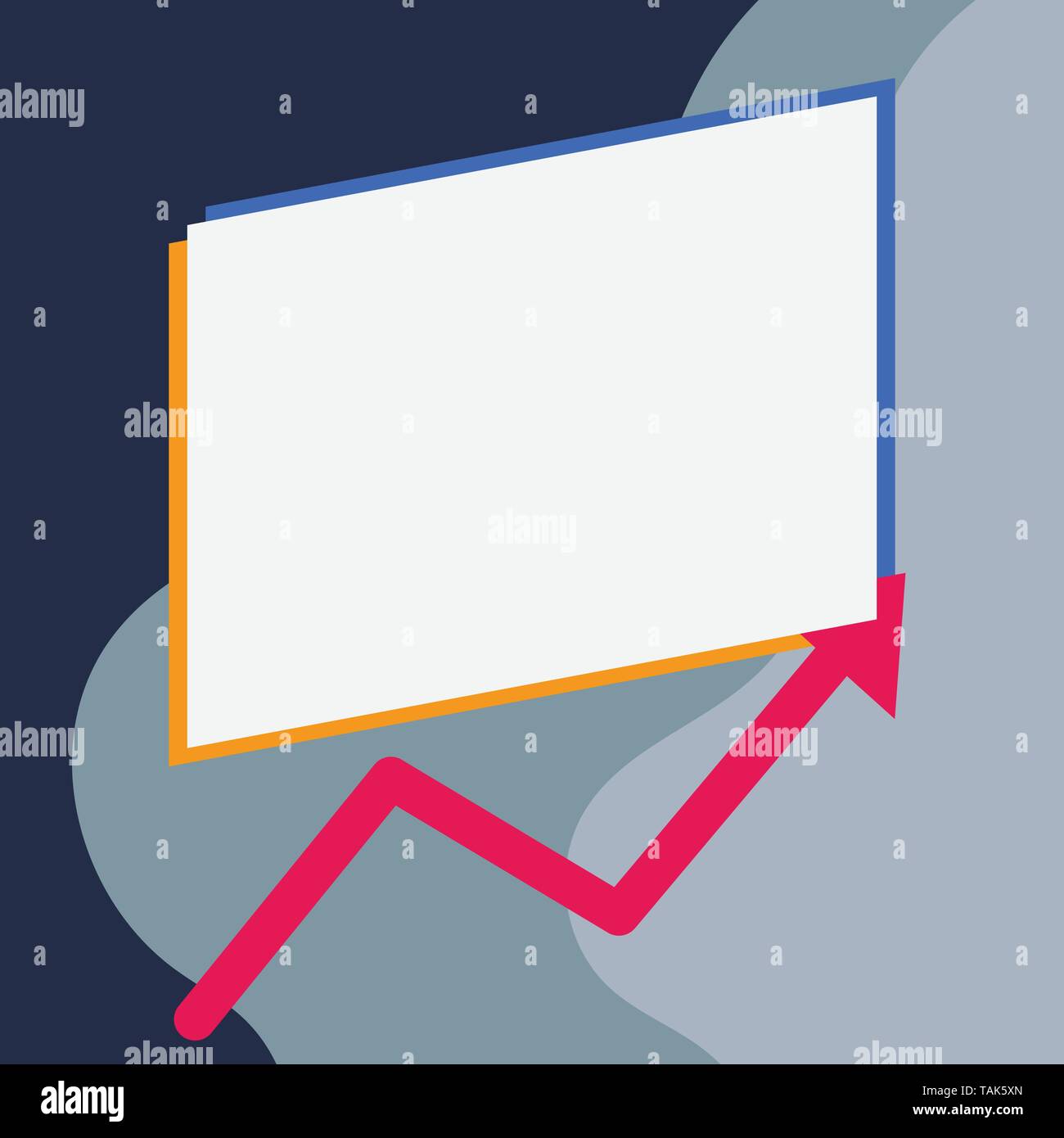 One blank rectangle above another arrow zigzag upwards increasing sale ...