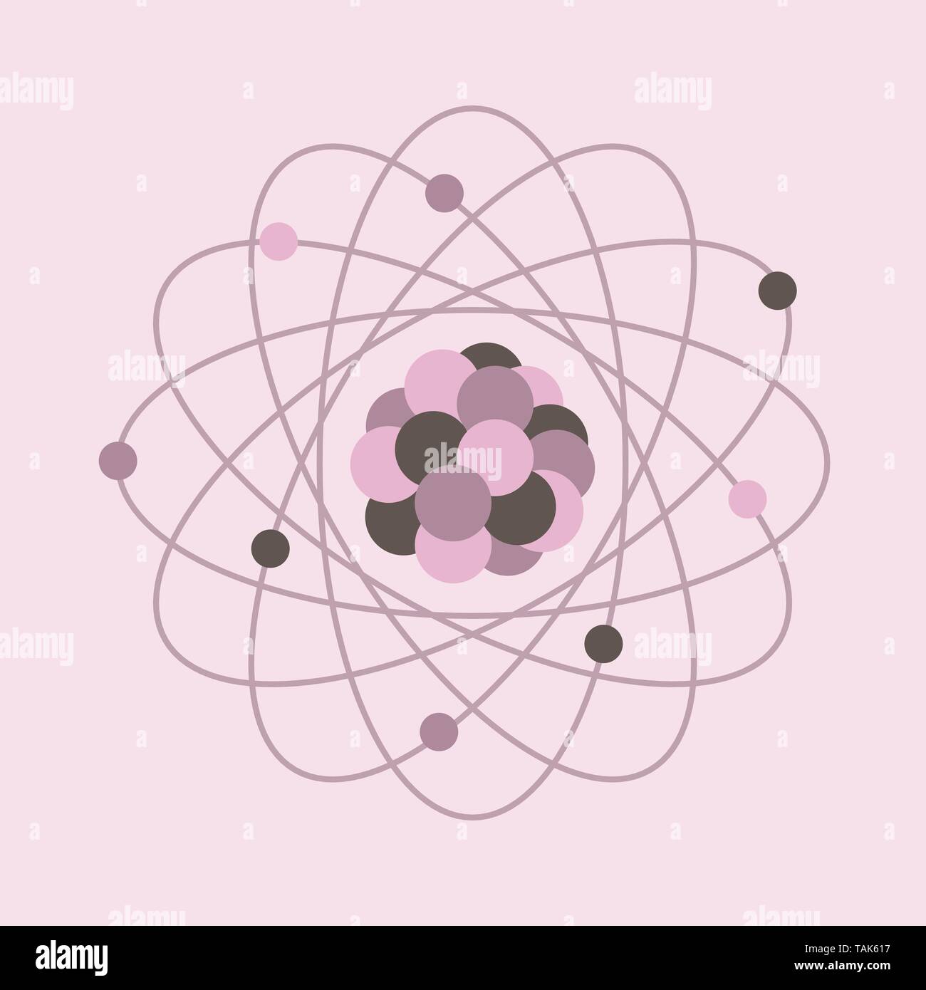 Vector illustration with atomic structure. Print with symbol of nuclear ...
