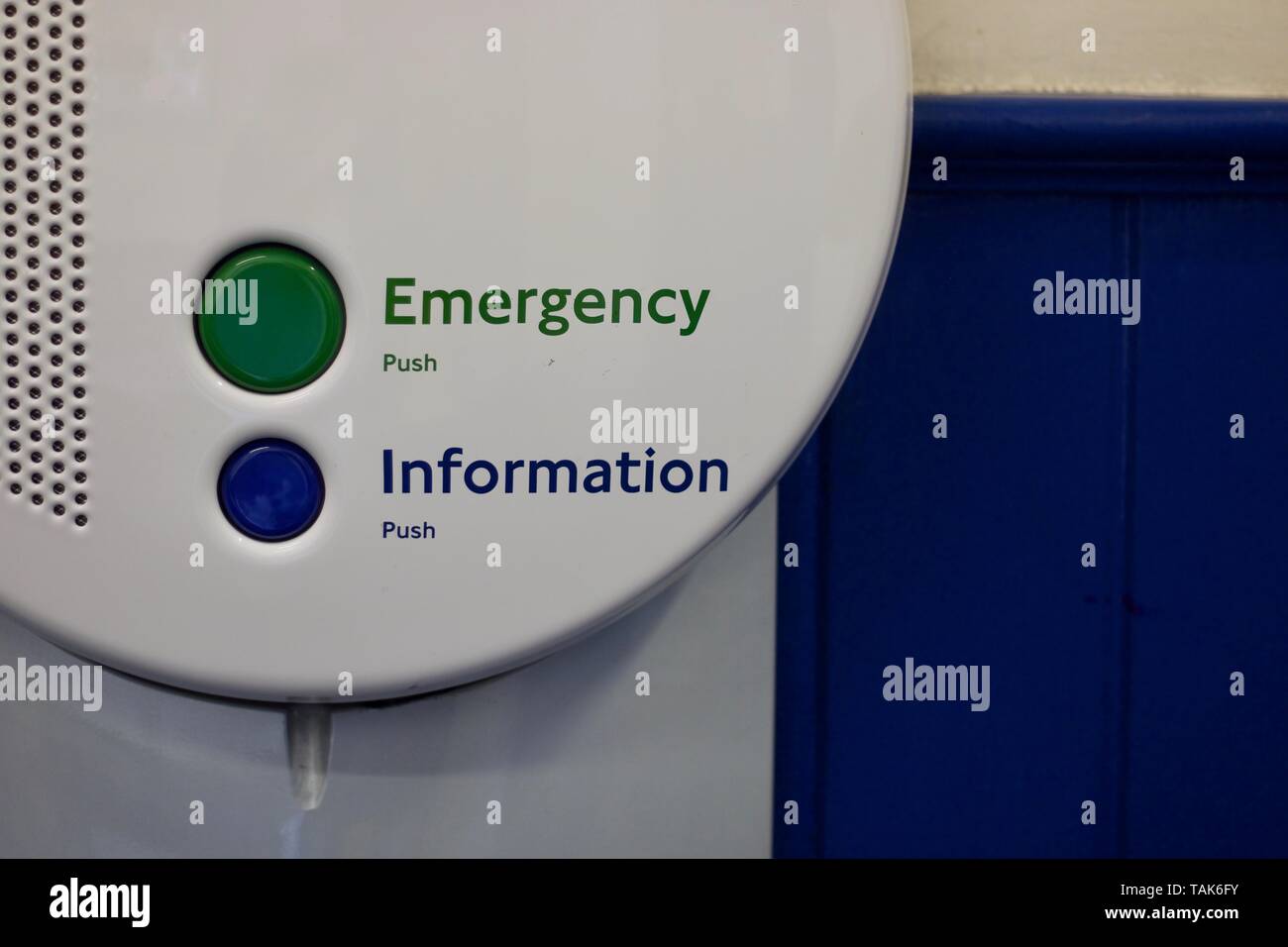 Emergency and information point with buttons - image Stock Photo - Alamy