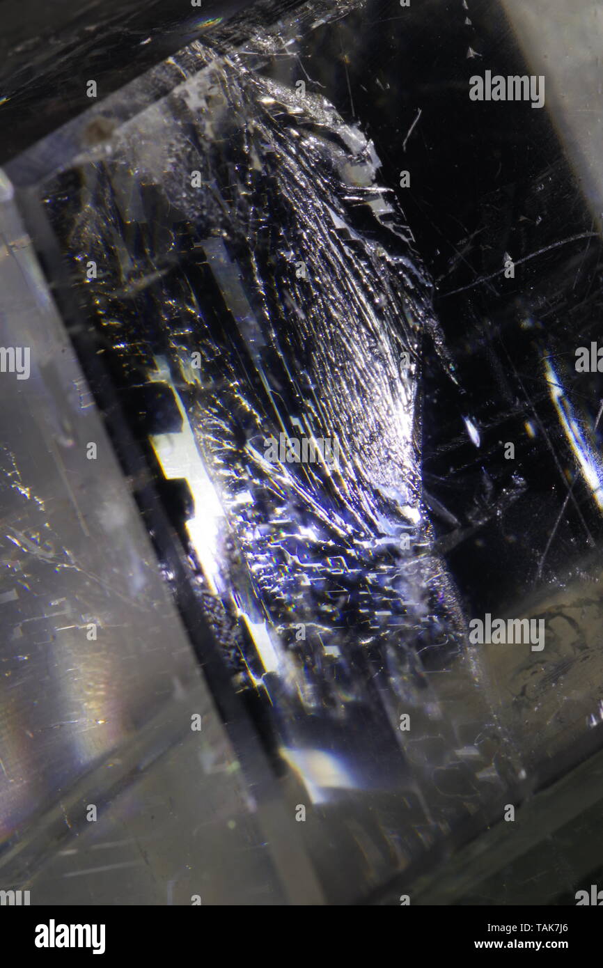 Icelandic Spar Calcite Crystal on a Shiny Black Background. Macro ...