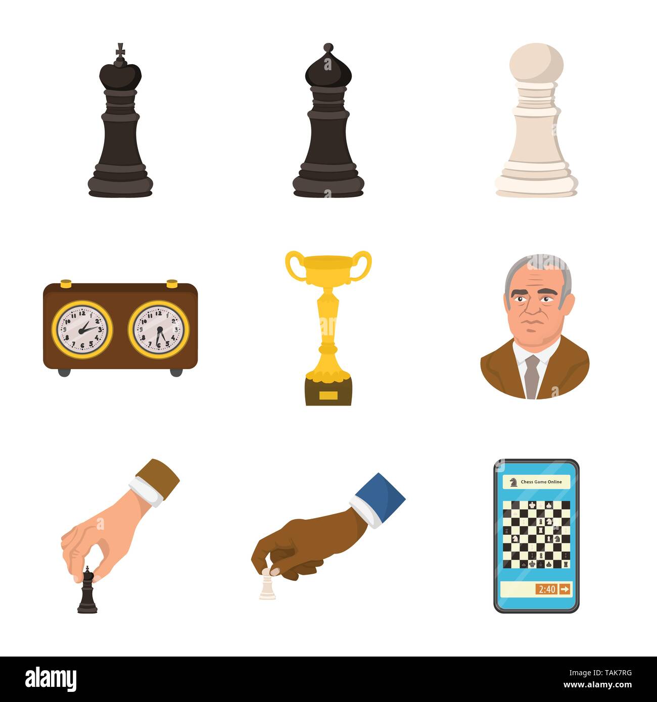 Vector illustration of chess and game icon. Collection of chess and ...