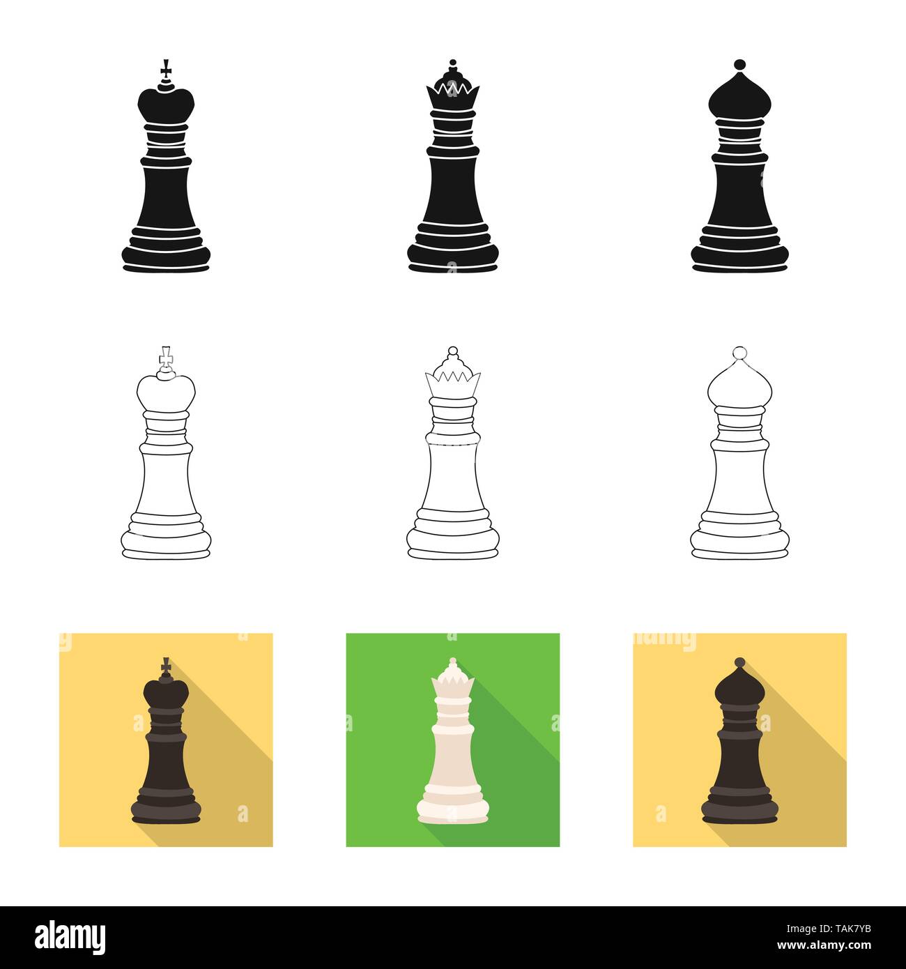 Isolated object of checkmate and thin logo. Set of checkmate and target ...
