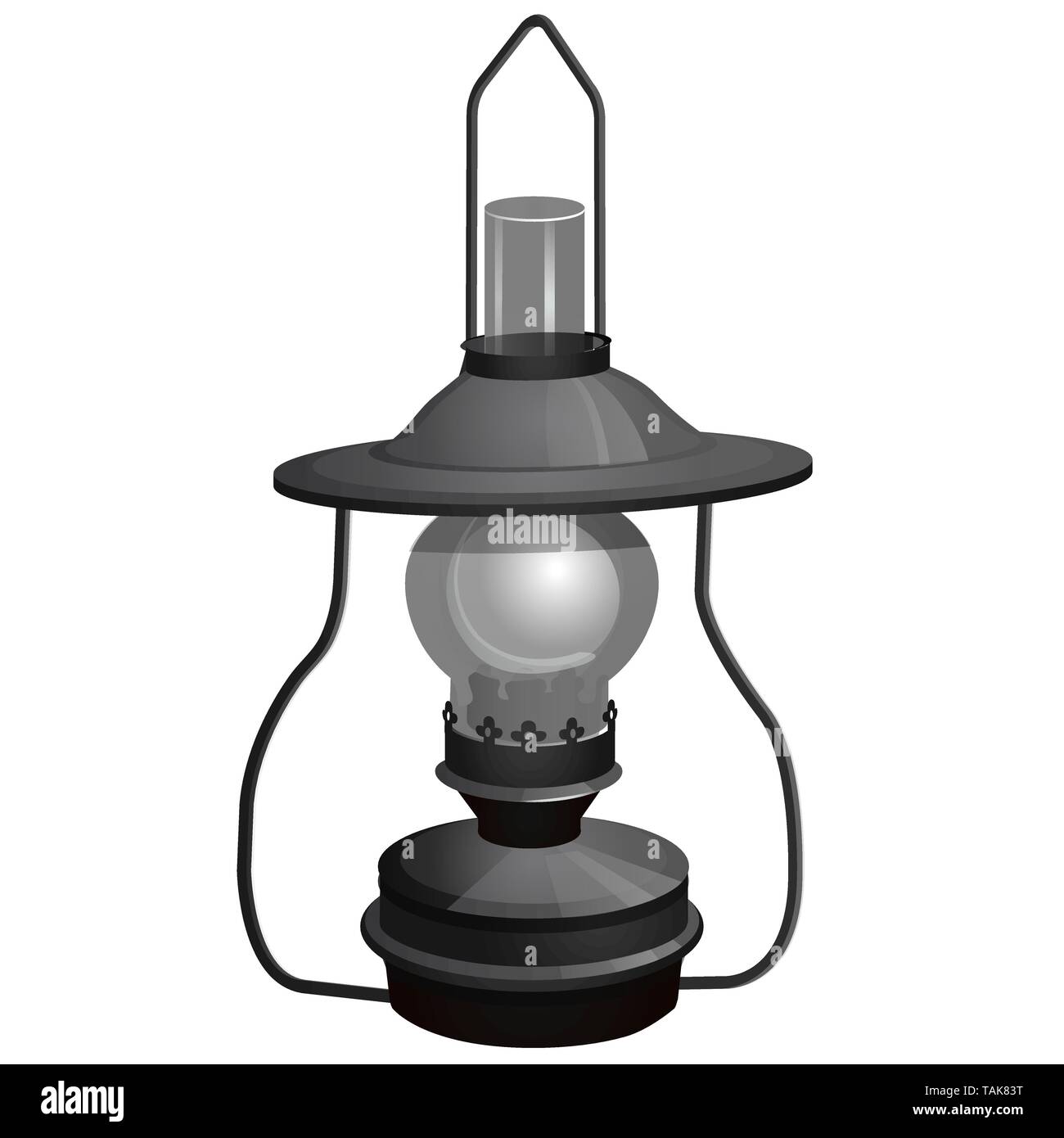 Portable kerosene lamp isolated on white background. Vector cartoon close-up illustration Stock ...